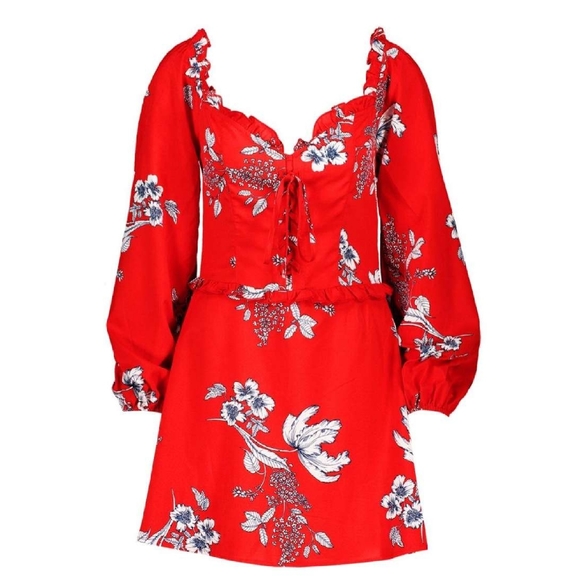 Boohoo Plus | Dresses | Ruffled Lace Up Skater Dress | Poshmark